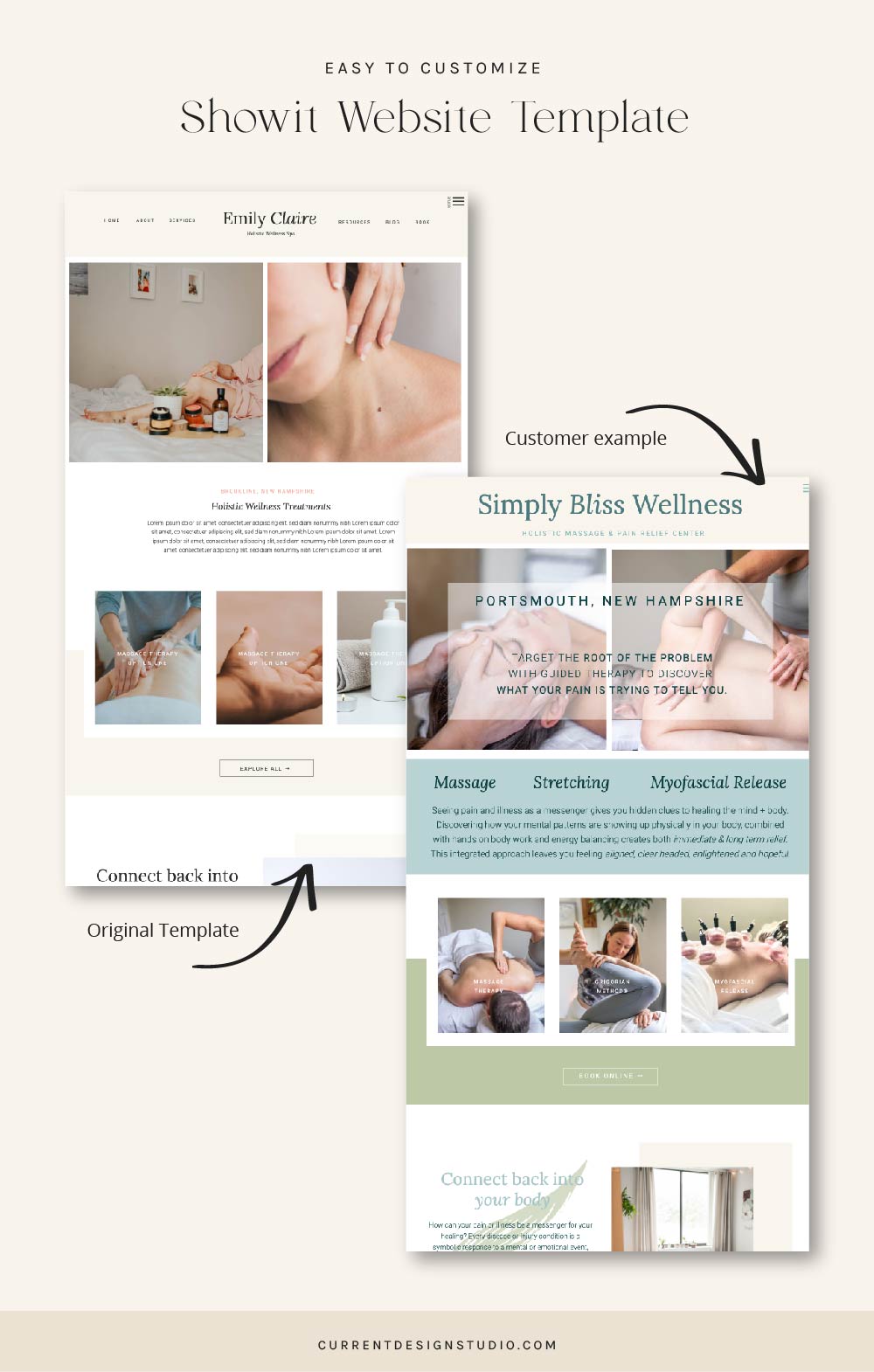 Showit Website Template Customer Showcase: Simply Bliss Wellness - currentdesignstudio.com